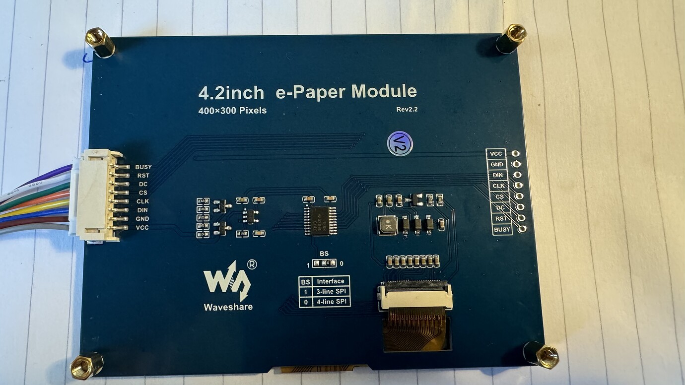 Waveshare e-ink 4.2 - constant 'component display took a long time ...