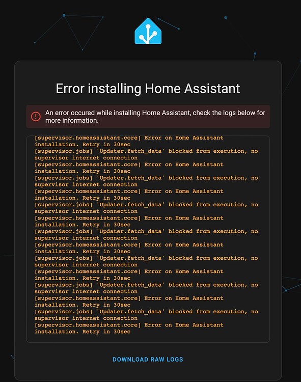 Error HA installation, no supervisor internet connection - Installation - Home Assistant Community