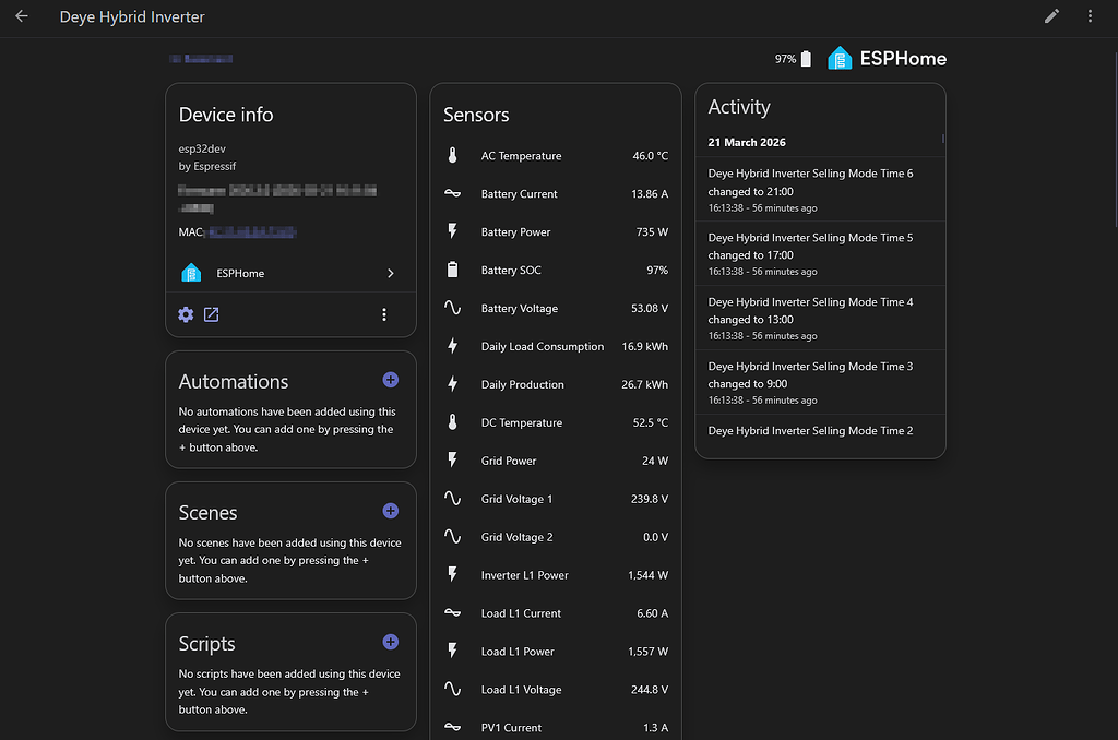 Connecting to the New Deye Logger to Home Assistant using ESPHome ...