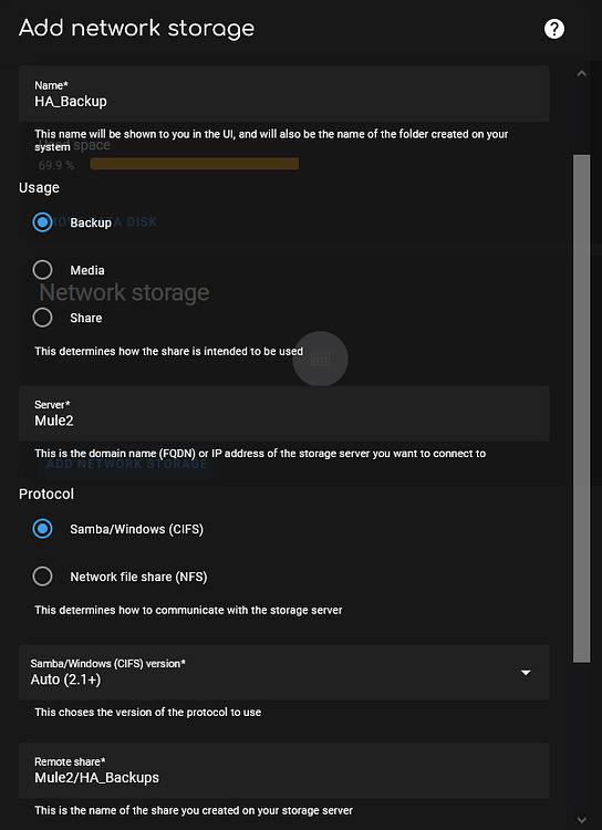 Unable to Add Network Storage - Configuration - Home Assistant Community