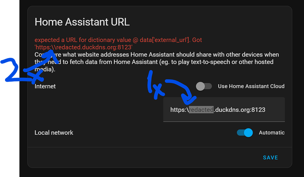 Remote setup url doubles \\ for every 1x \ given - Configuration - Home ...