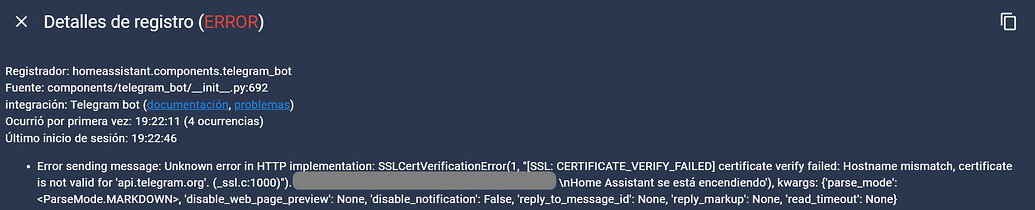Ssl error for telegram suddenly - Home Assistant Community