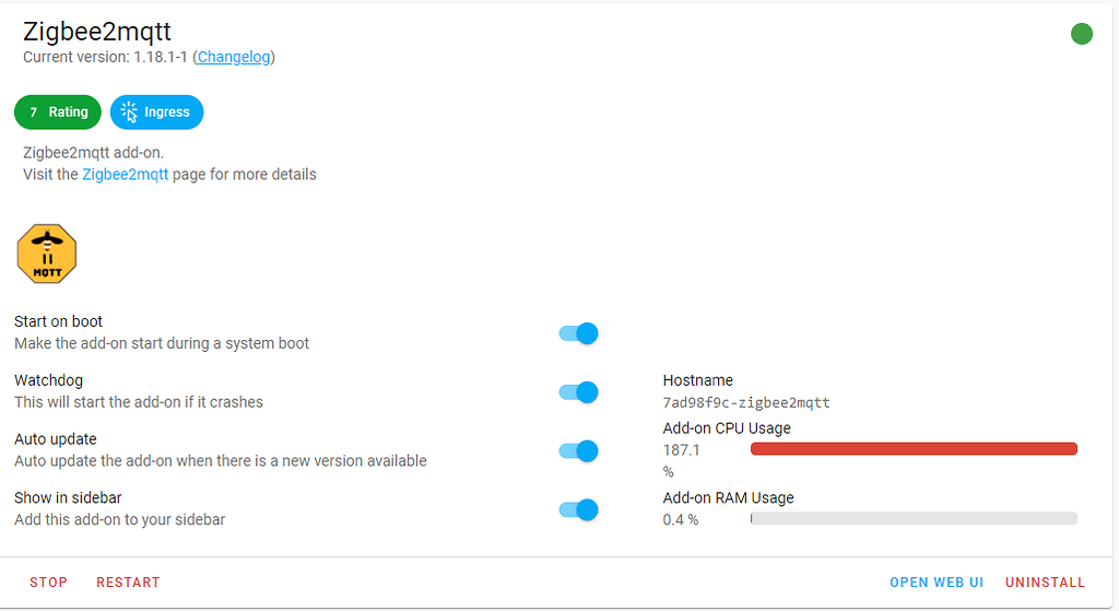 Zigbee2mqtt CPU >100% and 502 Bad Gateway Frontend - Zigbee - Home Assistant Community