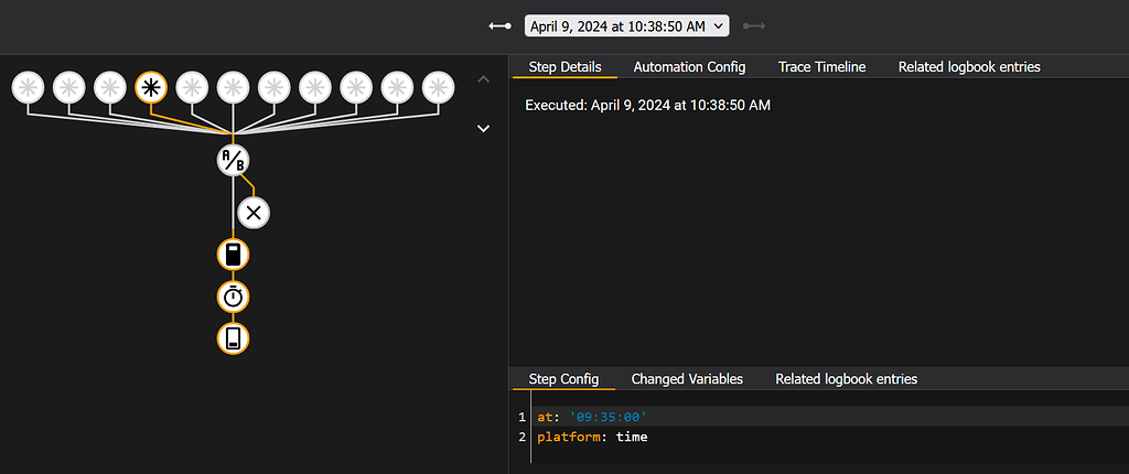 Automation set to 9:35 --triggered at 10:38:50 What? - Configuration ...