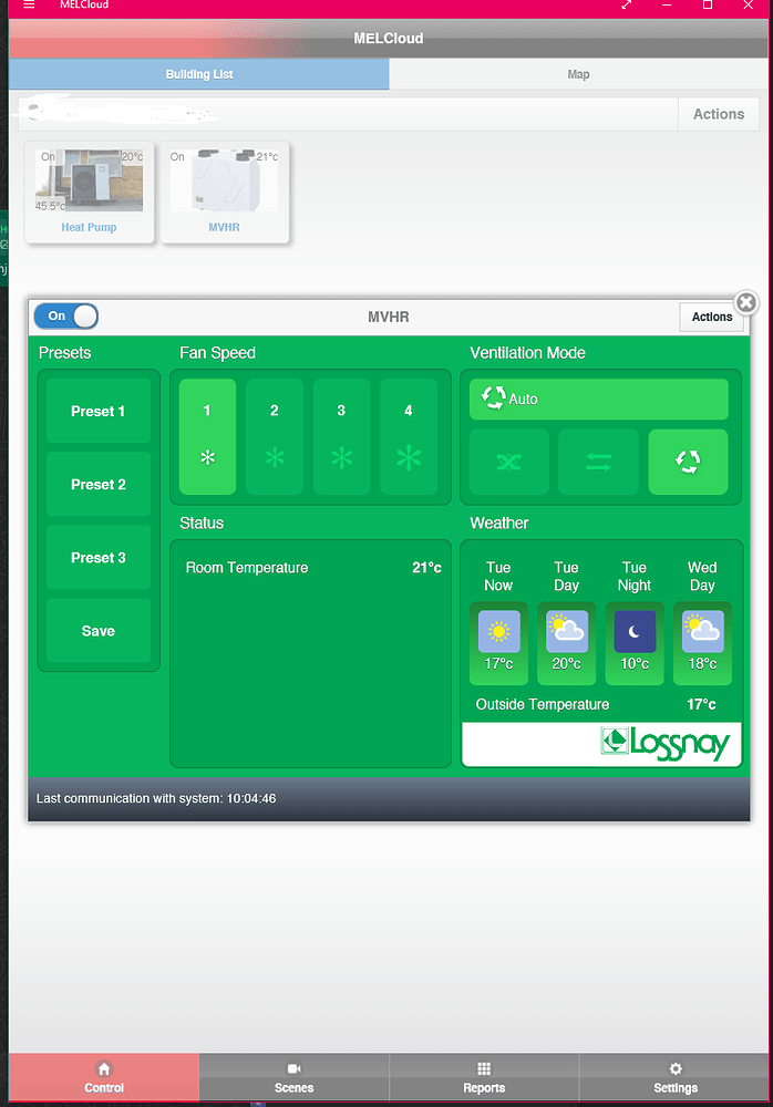 Mitsubishi MelCloud - Lossnay MVHR/ventilation support - Feature ...