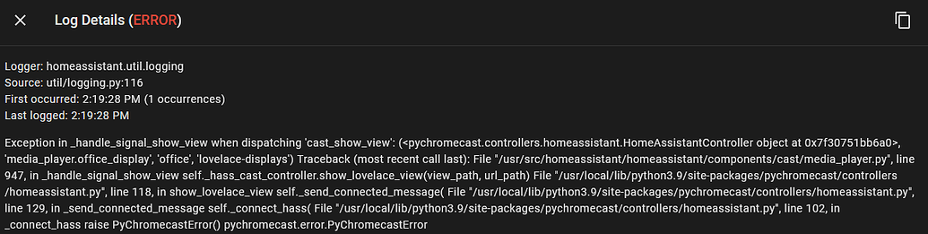 New Errors Casting - Home Assistant Community
