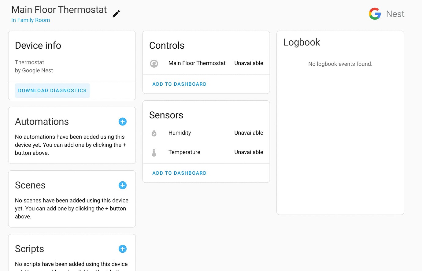 Nest Thermostat Listed As Unavailable Home Assistant Community