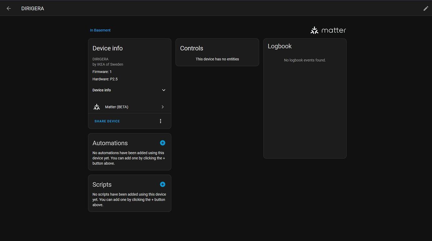 Ikea Dirigera and Matter Support - Matter/Thread - Home Assistant Community