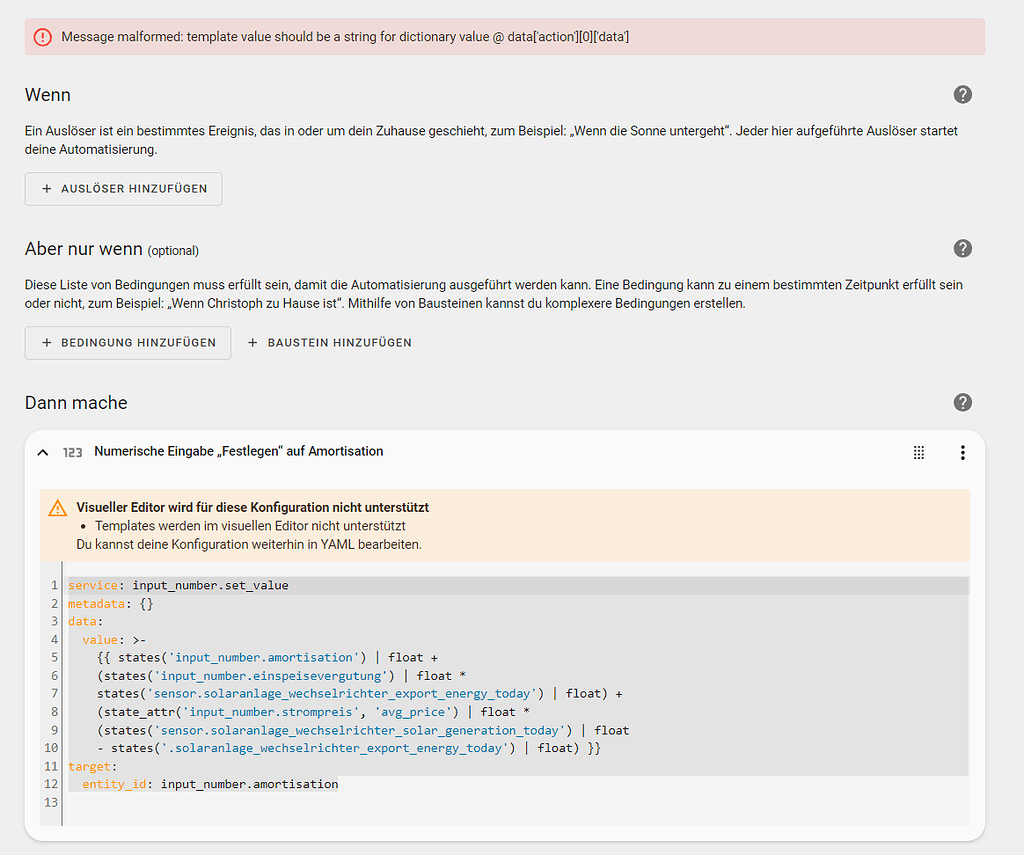 Automation Message Malformed Template Value Should Be A String For Dictionary Value Data
