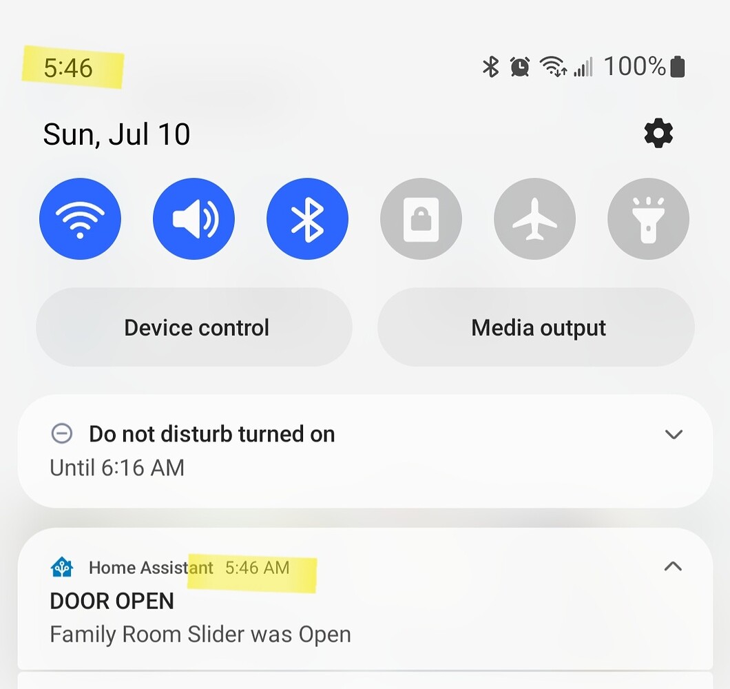 Possible for Android notifications to show home time? - Configuration ...