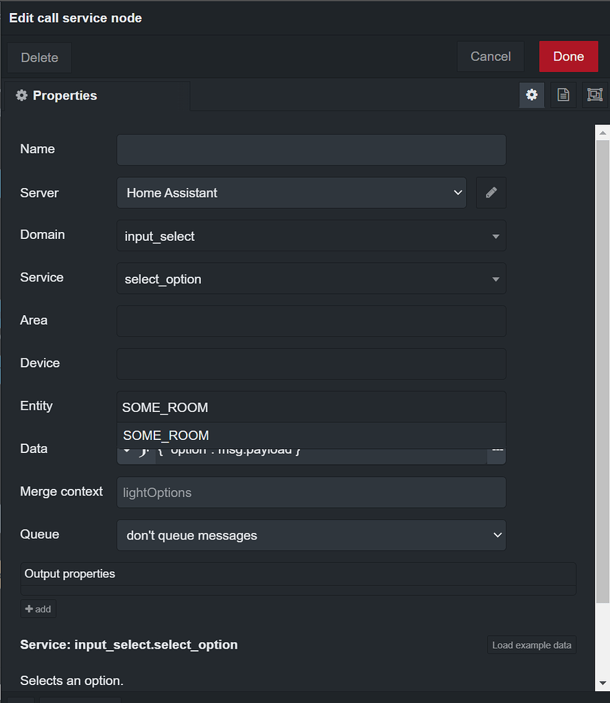 Dynamically set entity in Call Service node - Node-RED - Home Assistant Community
