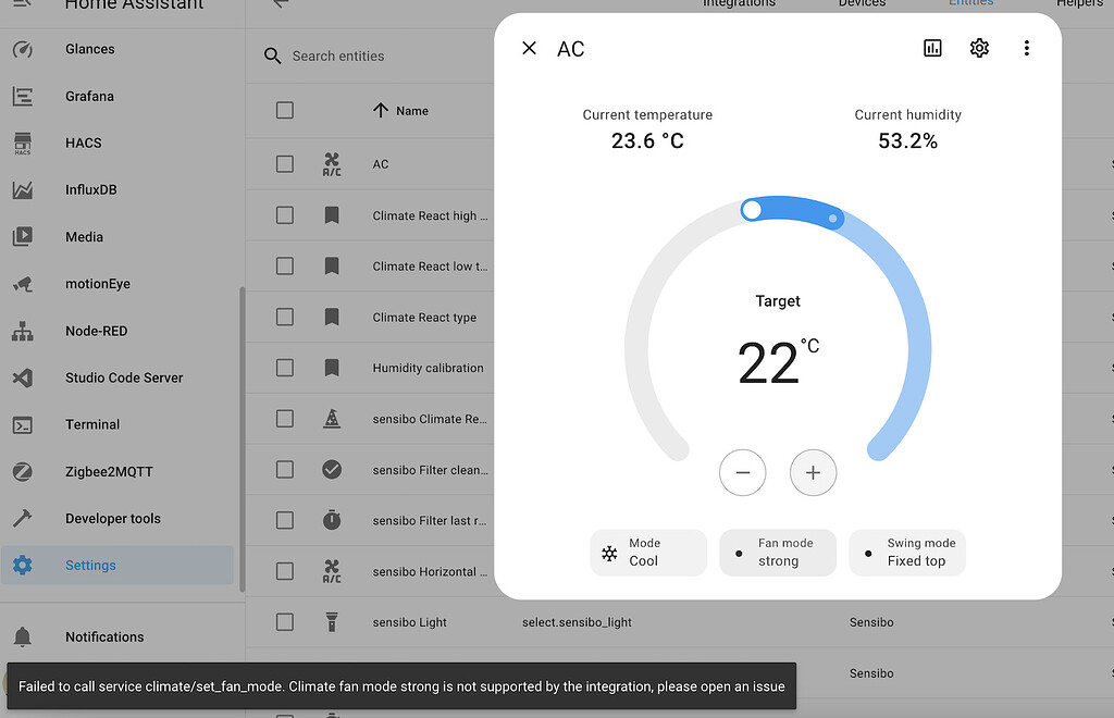 Strong fan mode not working after upgrading to new thermostat card card - Feature Requests ...