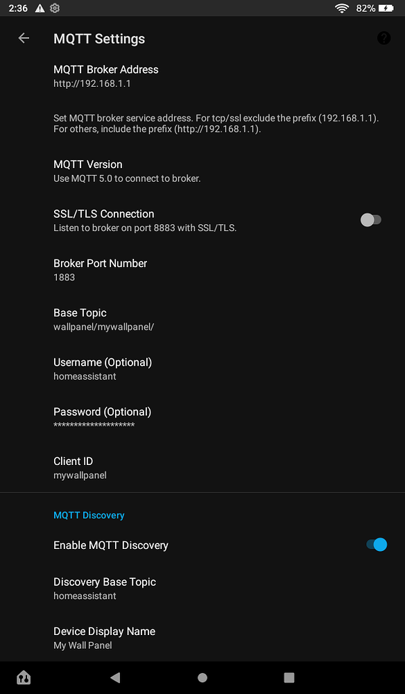 MQTT Not Working For Wallpanel - Configuration - Home Assistant Community