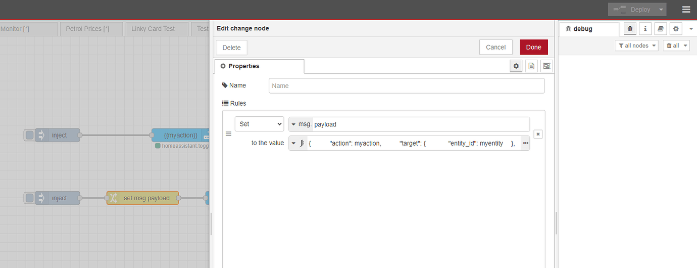 Pass Entity Name To Action Node At Runtime Node Red Home Assistant Community