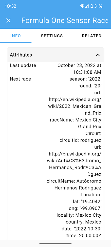 Formula One Card - Share your Projects! - Home Assistant Community
