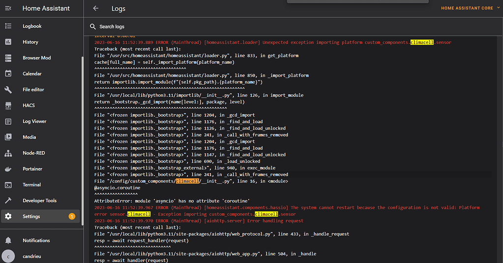 Climacell integration with hassio 2023.6 - Configuration - Home Assistant Community