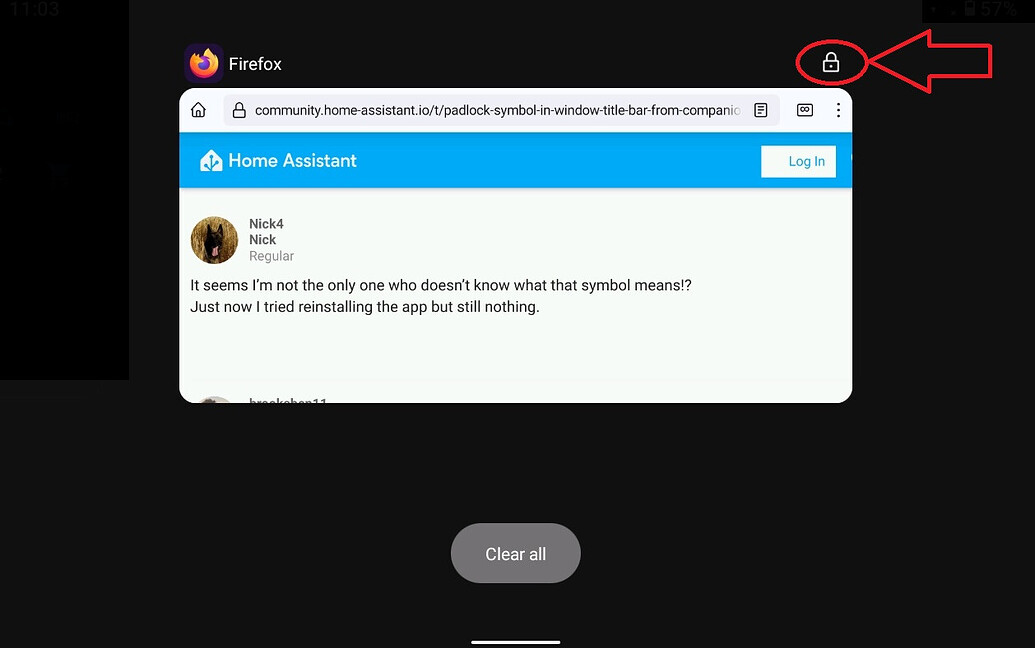 Padlock symbol in window title bar from companion app? - Home Assistant ...