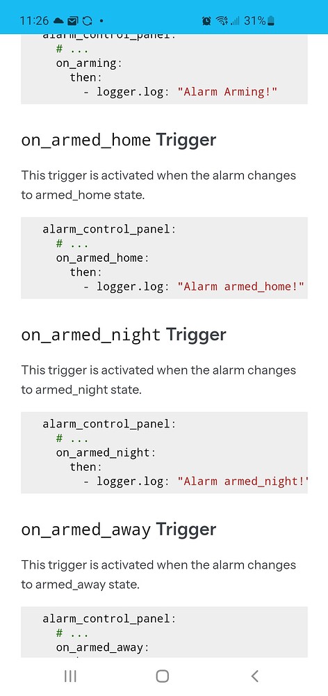 Esphome Alarm Control Panel Compare Panel State And String With Lambda Function Esphome