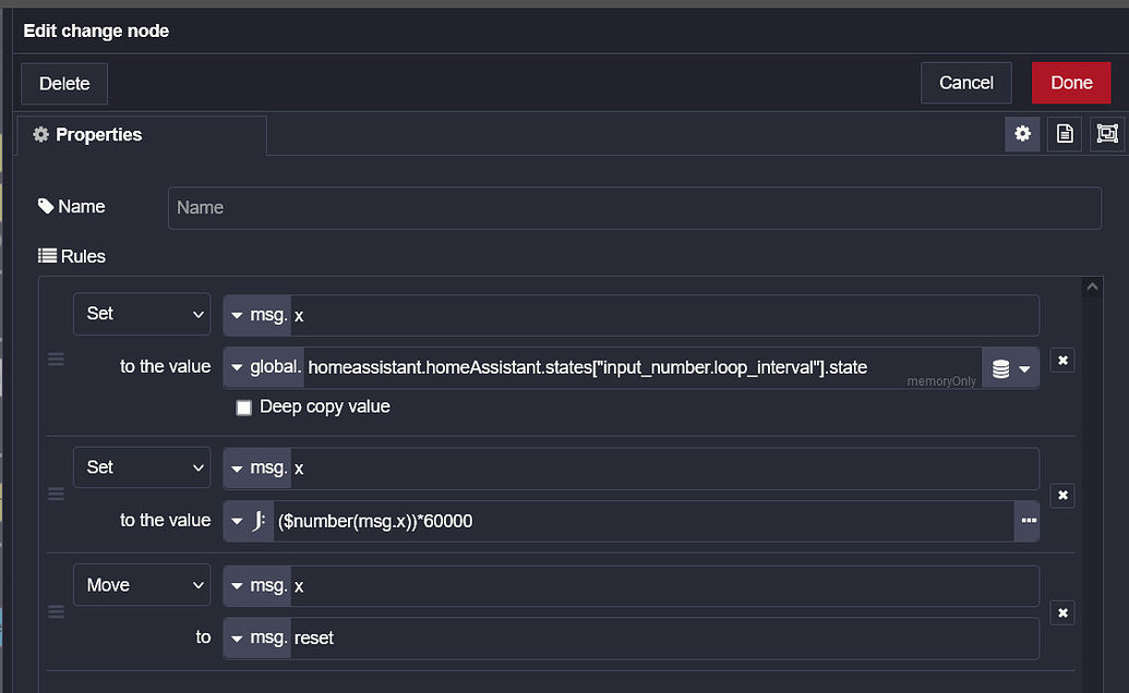 Question: setting global variables, then using their values as trigger - Node-RED - Home ...