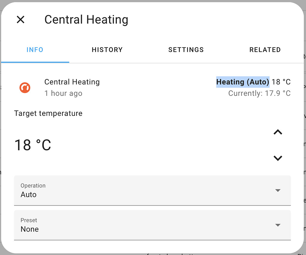 In the Hive integration, what entity exposes the "Idle (Auto)" or ...