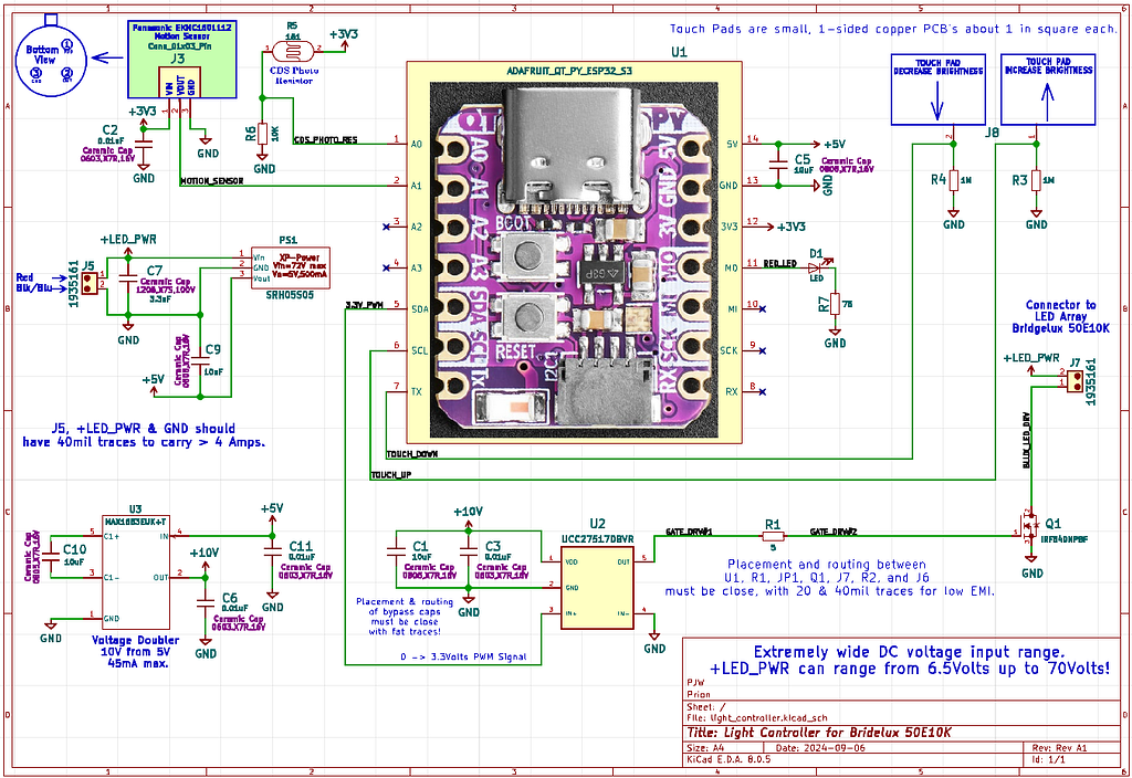 Custom PCB light controller w/Adafruit QT PY Esp32-s3, binary motion ...