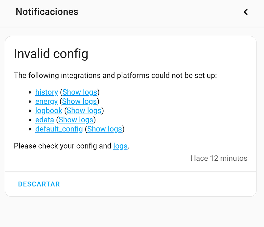 Invalid config - The following integrations and platforms could not be ...
