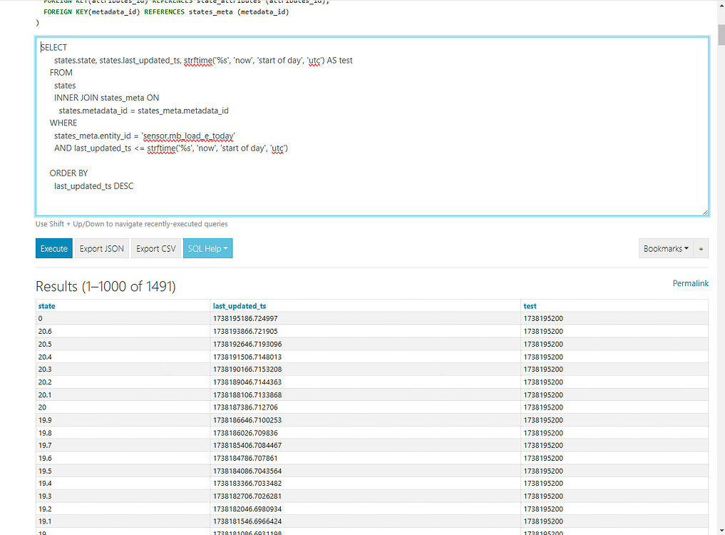 SQL QUERY just stopped working 2 days ago after an update of HA ...