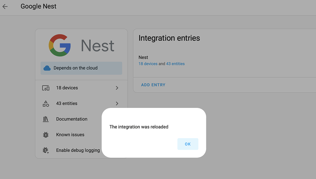 Google Nest Integration loses connection with Nest Thermostats and requires reloading/restaring ...