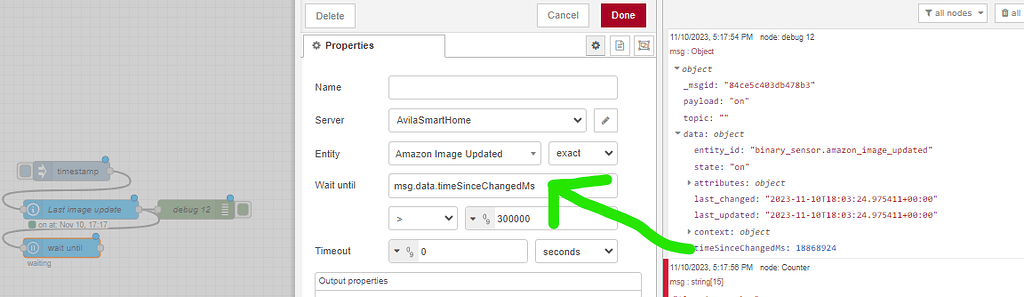 Can I put a msg object in a "wait until" node? - Node-RED - Home ...