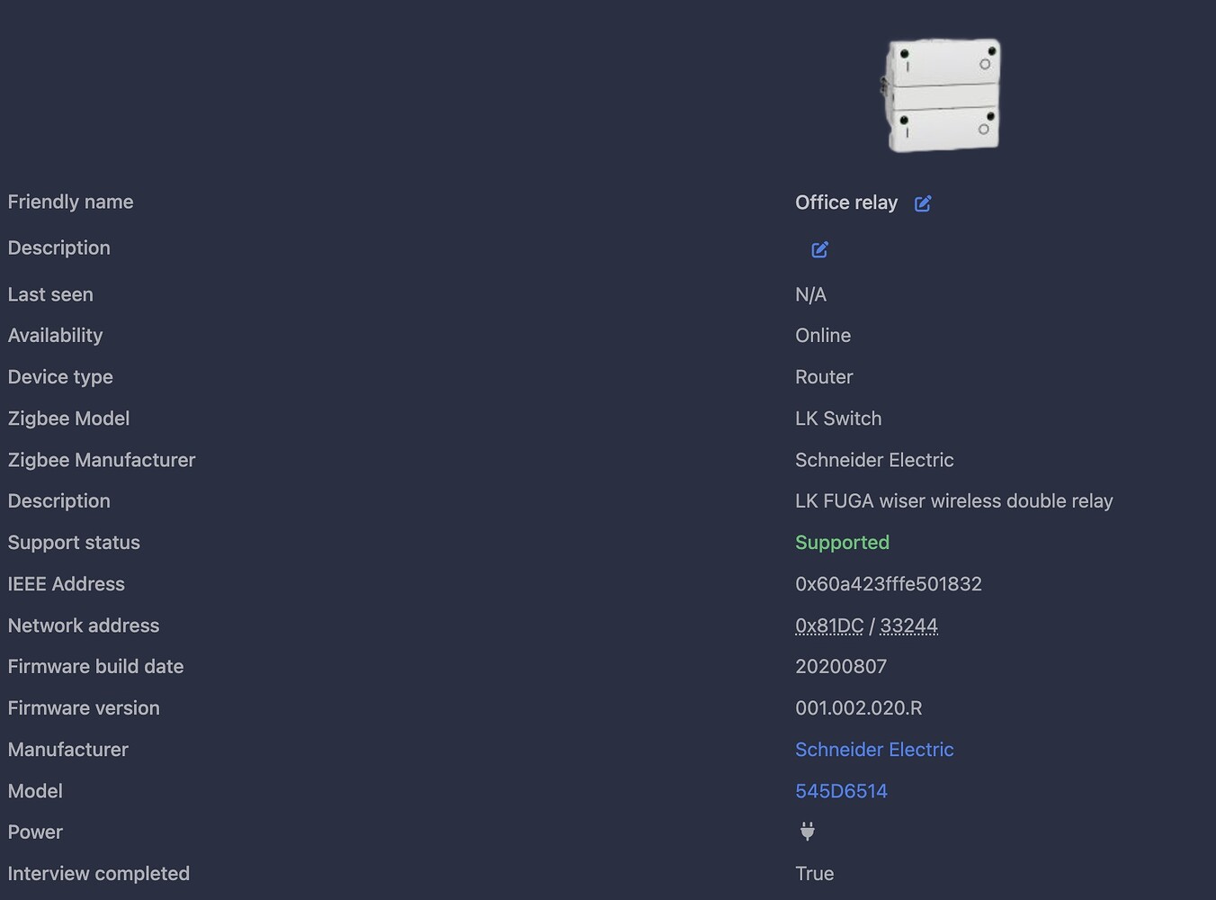 Blueprint for Wiser Zigbee Devices - LK FUGA Wireless Double Relay ...
