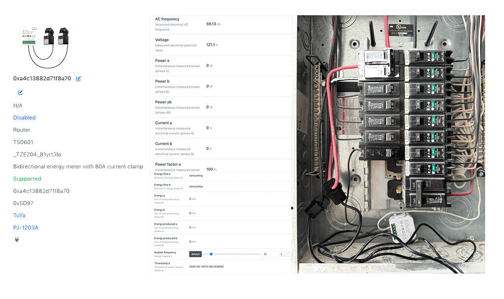 Tuya CT Zigbee Energy Meter paired with HA but showing power readings ...
