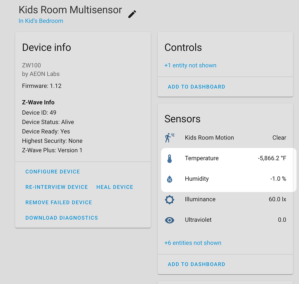 Aeotec Multisensor report temperature suddenly of -5866.2 degrees - Z-Wave - Home Assistant ...