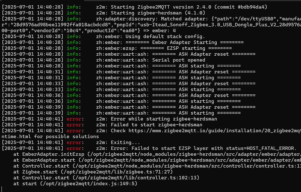 Zigbee2mqtt error while onboarding - Zigbee - Home Assistant Community