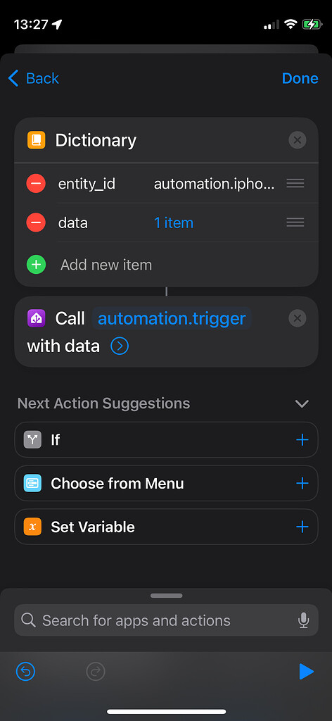 How to pass a dictionary to HA from Apple Shortcuts using Companion App ...
