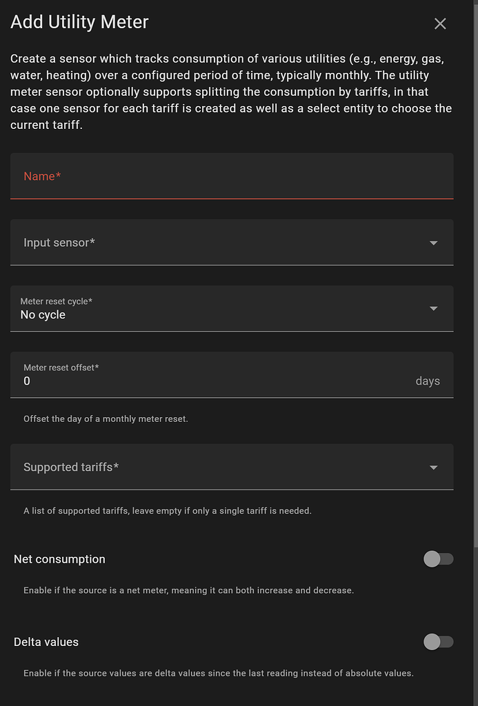 Utility Meter Setup From Ui How To Add An Offset Of 5 5 Hours Configuration Home Assistant
