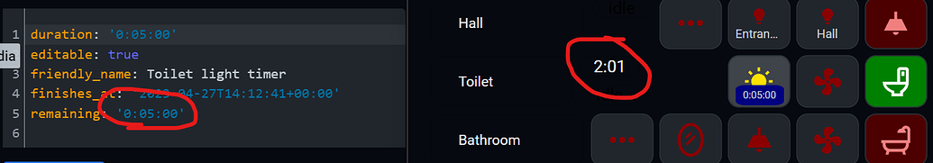 Showing remaining timer time of a fan/light in a custom button card that turns it on - Frontend ...