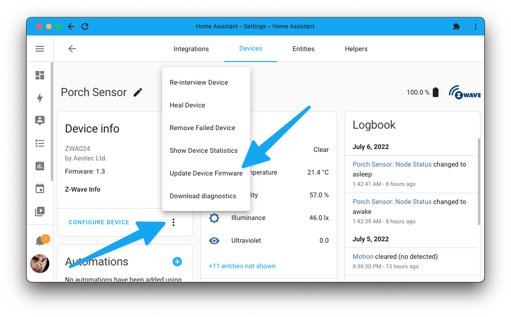 ZHA integration UI options to apply OTA firmware update (OTAU) per Zigbee device? - Feature ...