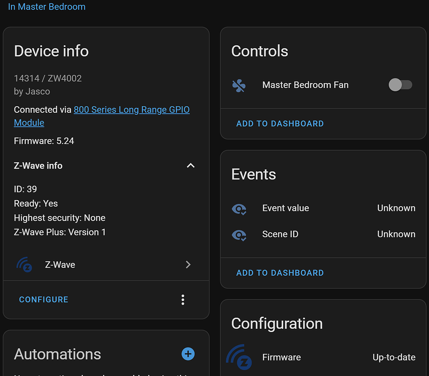 Jasco Z-Wave Plus Fan Control 14314 / ZW4002 No Speed Control - Z-Wave - Home Assistant Community