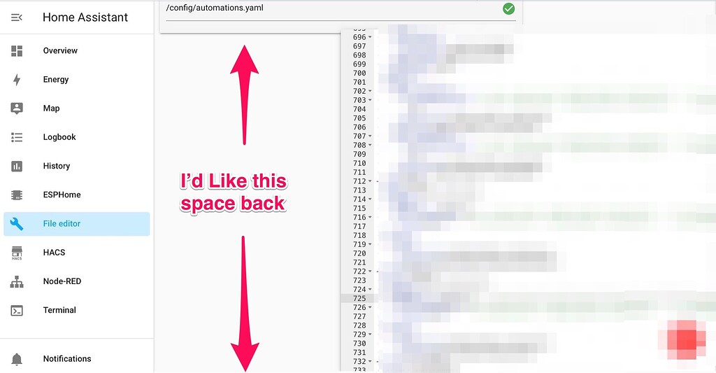 Is it possible to recover the empty space in text editor when the ...