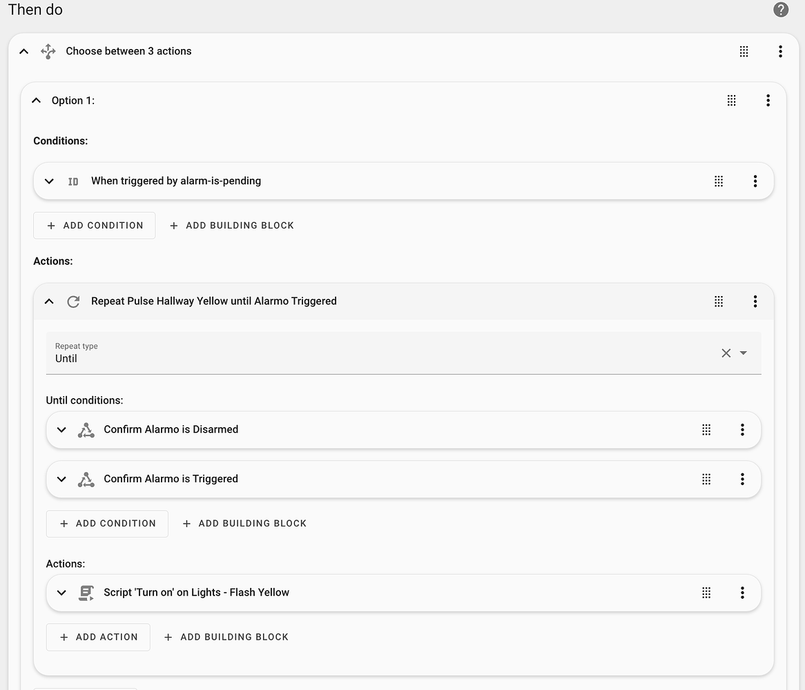 Help Needed Alarm Automation Flash Lights On State Configuration