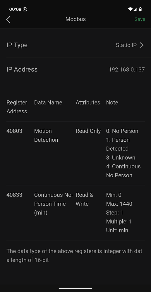 Modbus Config for Linknlink Motion Sensor - Configuration - Home Assistant Community