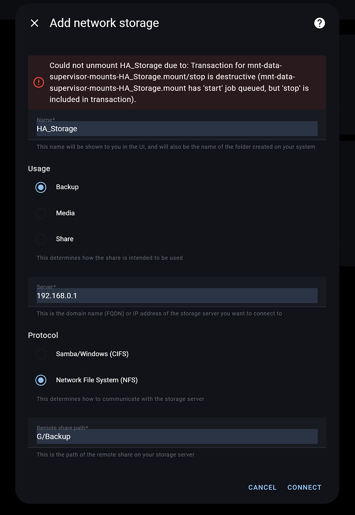 Add Network Storage Issue - Installation - Home Assistant Community