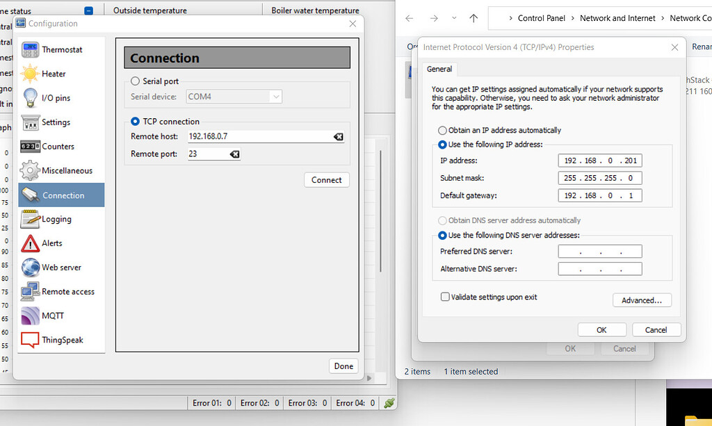 I can't connect to USR TCP232 (+ Opentherm). I can ping it, but can not ...