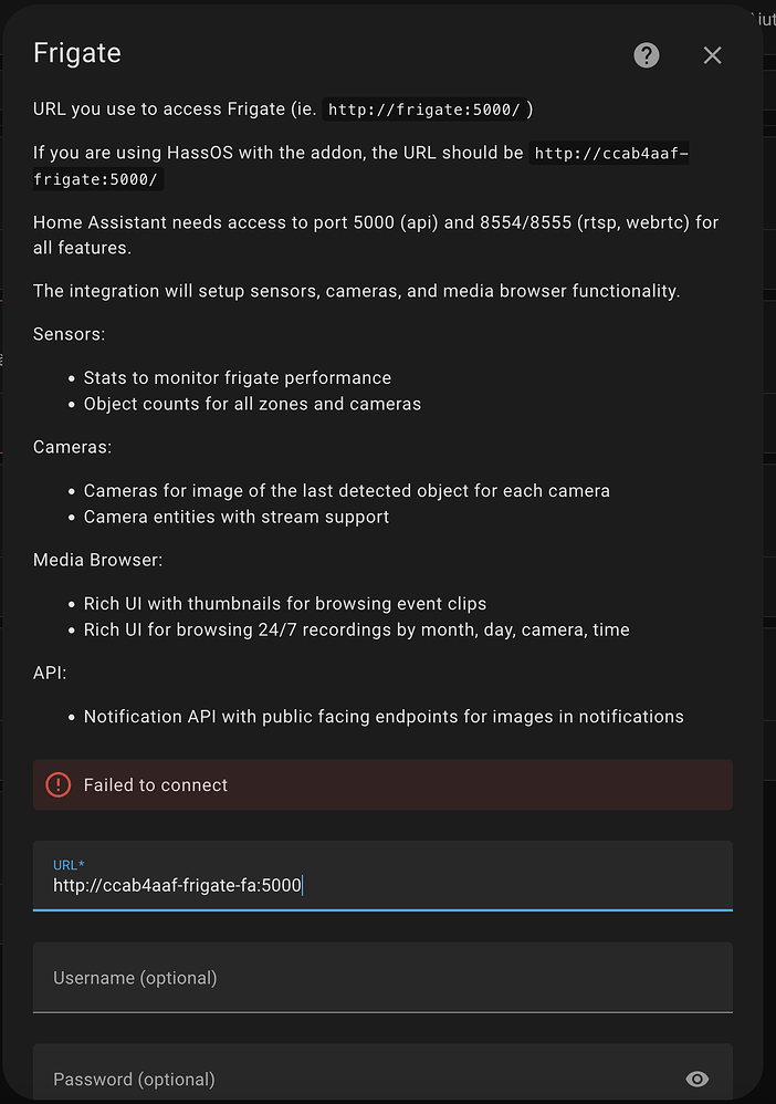 Frigate NVR "Failed to Connect" Error - Installing From HACS - Third party integrations - Home ...