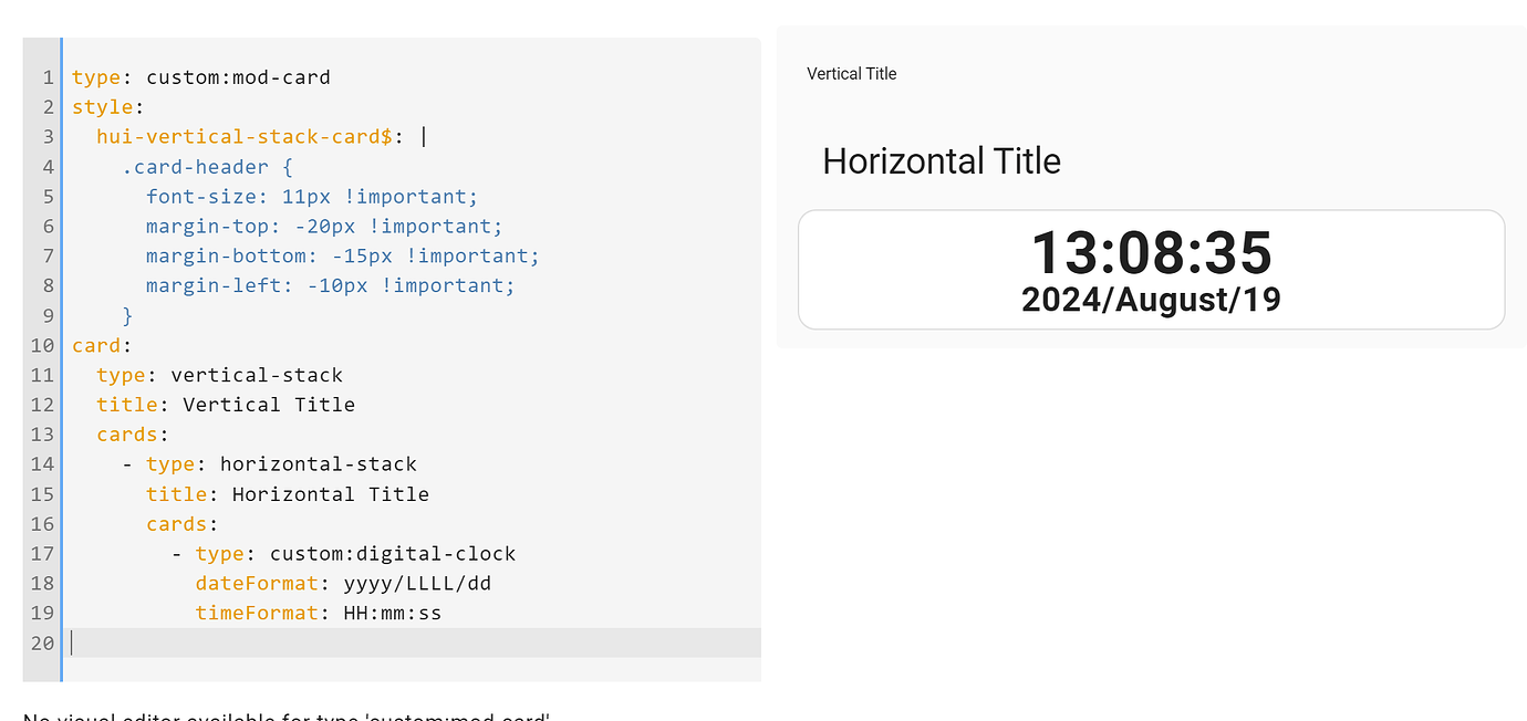 How To Apply Style Modification To A Horizontal Stack Card Title Which Is Nested Into A Vertical