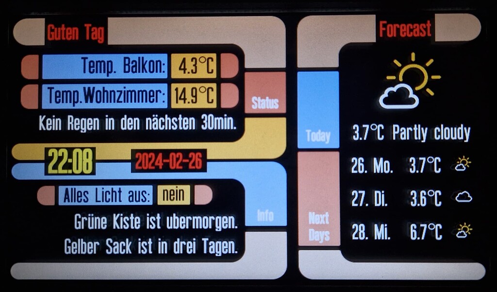 Smart Mirror with HA, openHASP a 7" Display powered by esp32 - Share your Projects! - Home ...