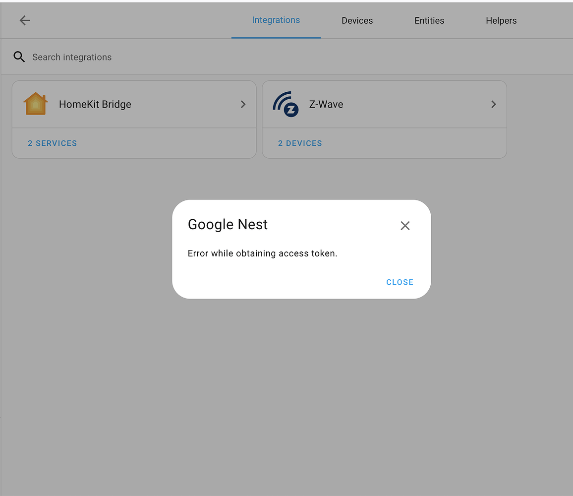 "Error while obtaining access token." when setting up Google Nest integration - Third party ...