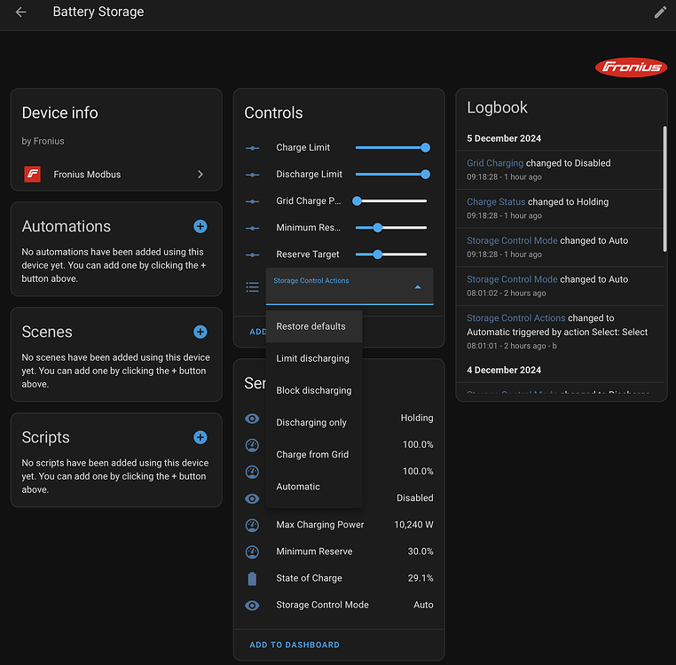 Fronius Modbus Integration - Third party integrations - Home Assistant ...