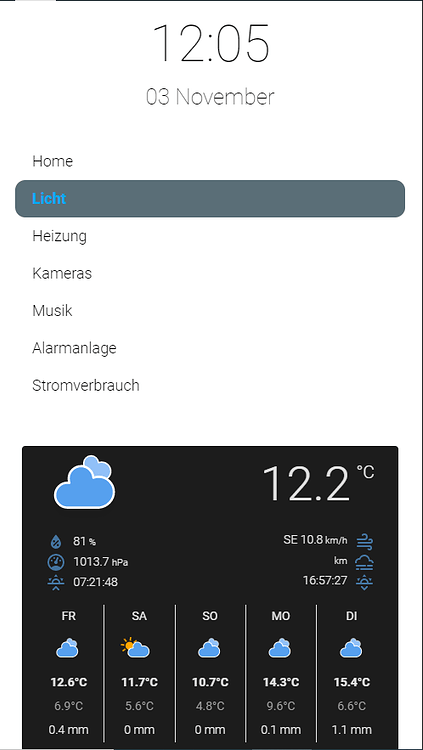 Sidebar --> Weather widget - Configuration - Home Assistant Community