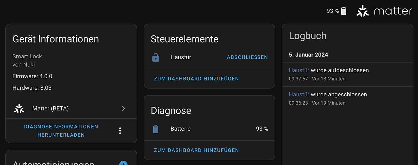 Nuki Smart Lock and Matter (or mqtt) - Configuration - Home Assistant ...